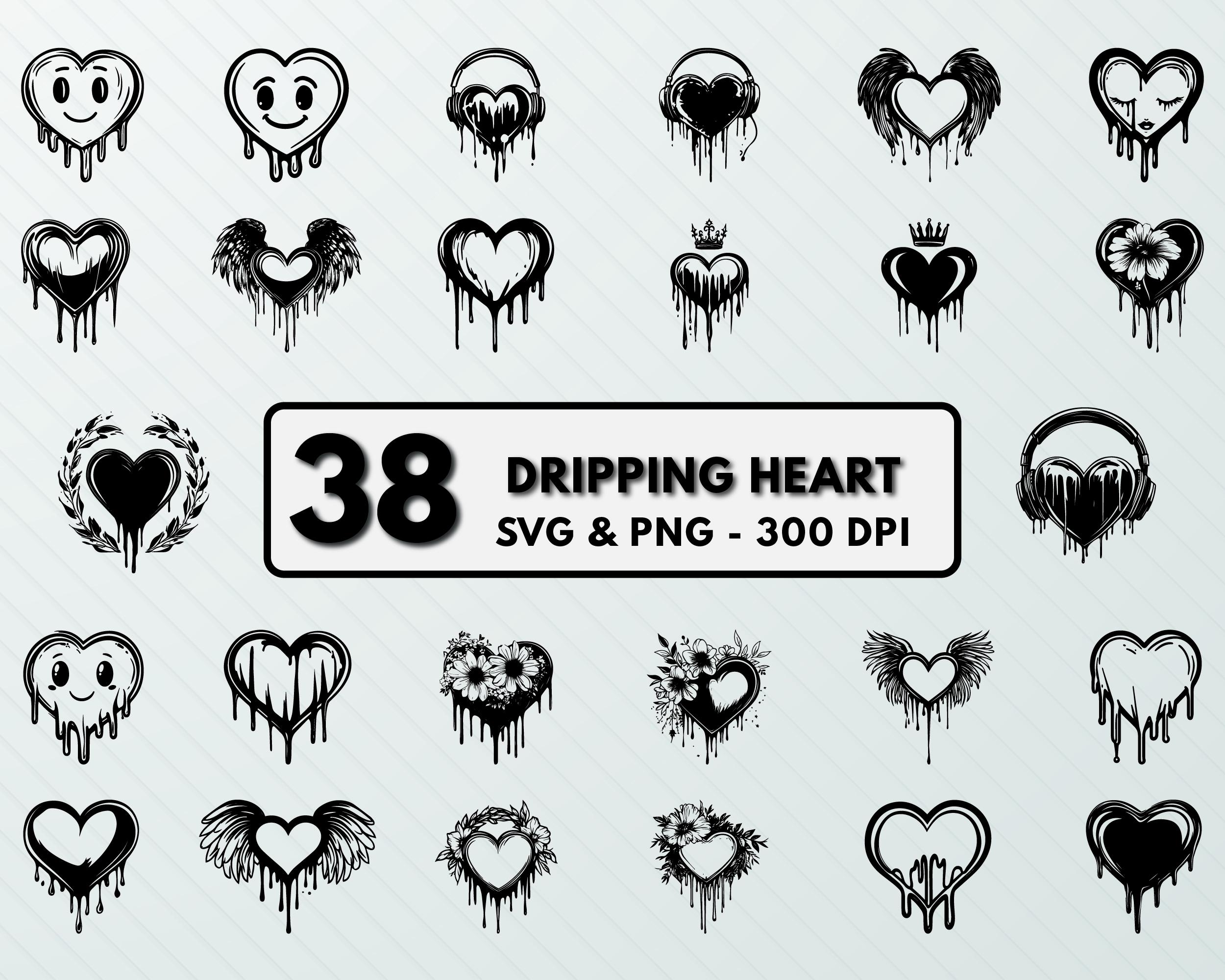 Dripping Heart Svg Png, Dripping Heart Clipart, Dripping Heart ...