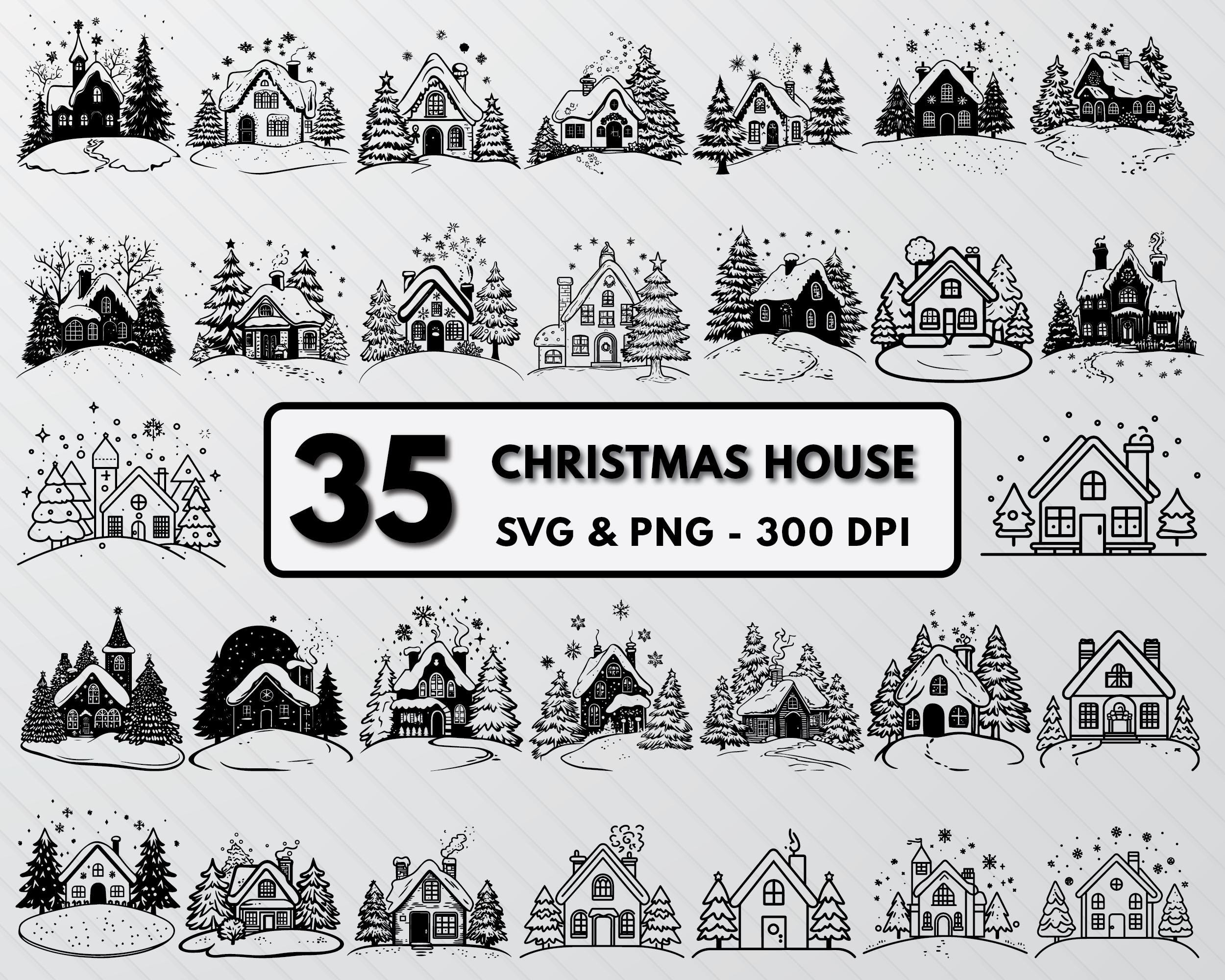Christmas House SVG Bundle: Winter Village Clipart (digital Download ...