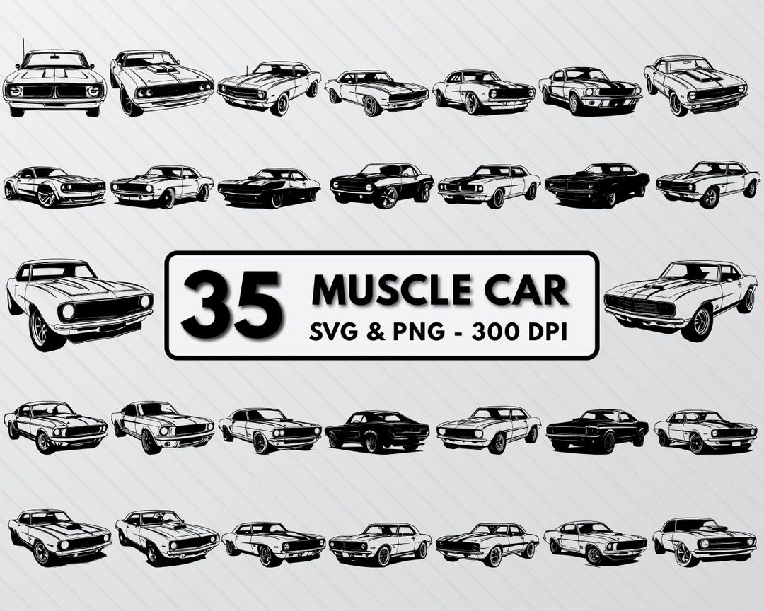 Muscle Car Svg Bundle, Muscle Car Silhouette Art, Muscle Car Clipart ...