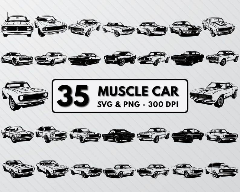 Muscle Car Svg Bundle, Muscle Car Silhouette Art, Muscle Car Clipart ...