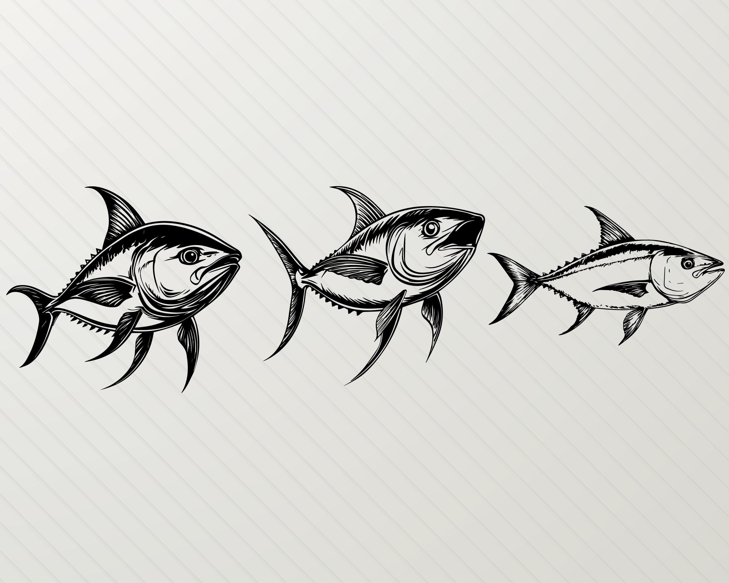 Tuna Fish Svg Bundle, Tuna Fish Silhouette Png, Fish Line Art Svg ...