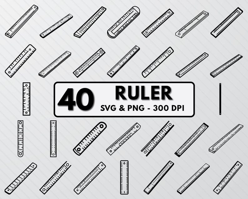 Ruler Silhouette Svg, Ruler Svg Bundle Cut Files, Ruler Vector Art ...