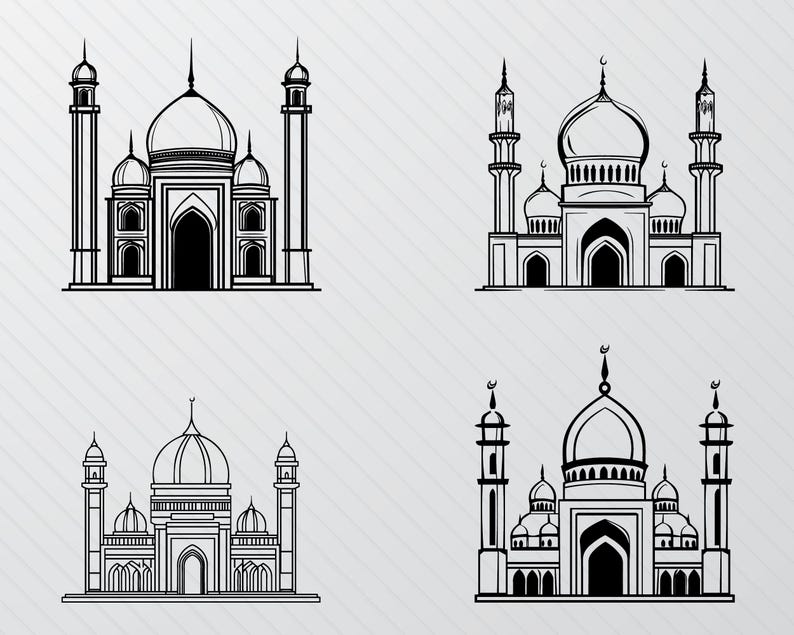 Mosque Silhouette Vector Bundle, Islam Art (SVG, PNG, 300 DPI) - Etsy
