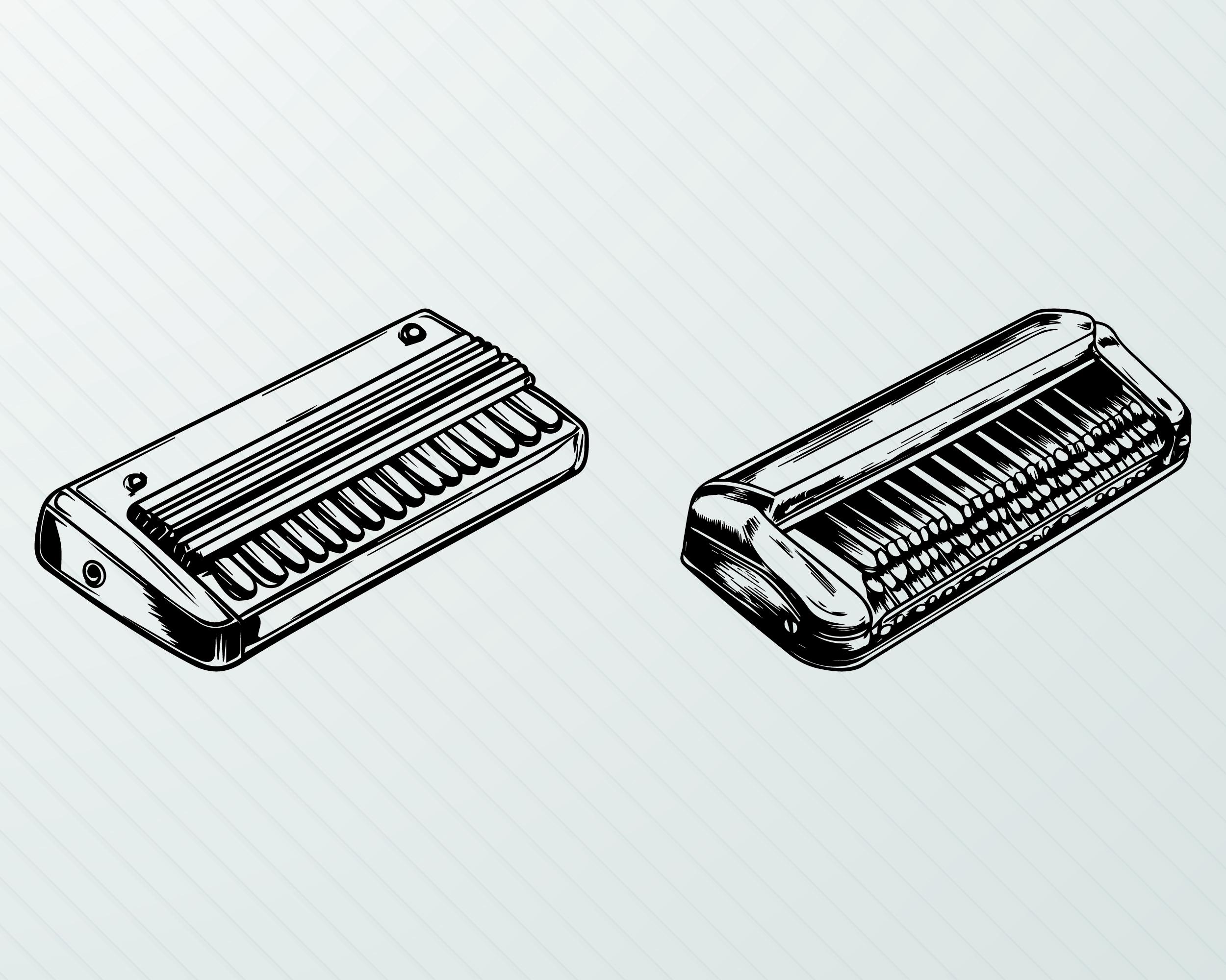 Harmonica Svg Png, Harmonica Clipart, Harmonica Silhouette, Decal ...