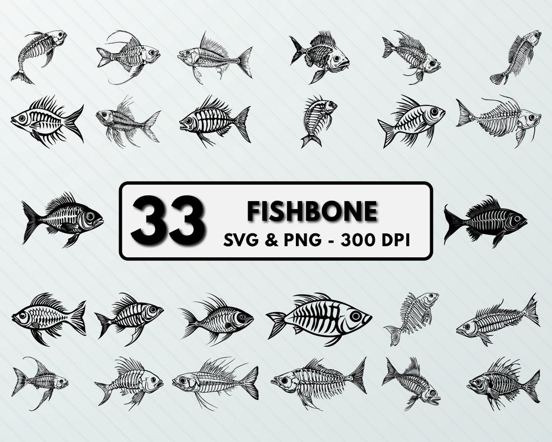 Fishbone Svg Png Bundle, Fishbone Silhouette, Fishbone Clipart, Fish ...