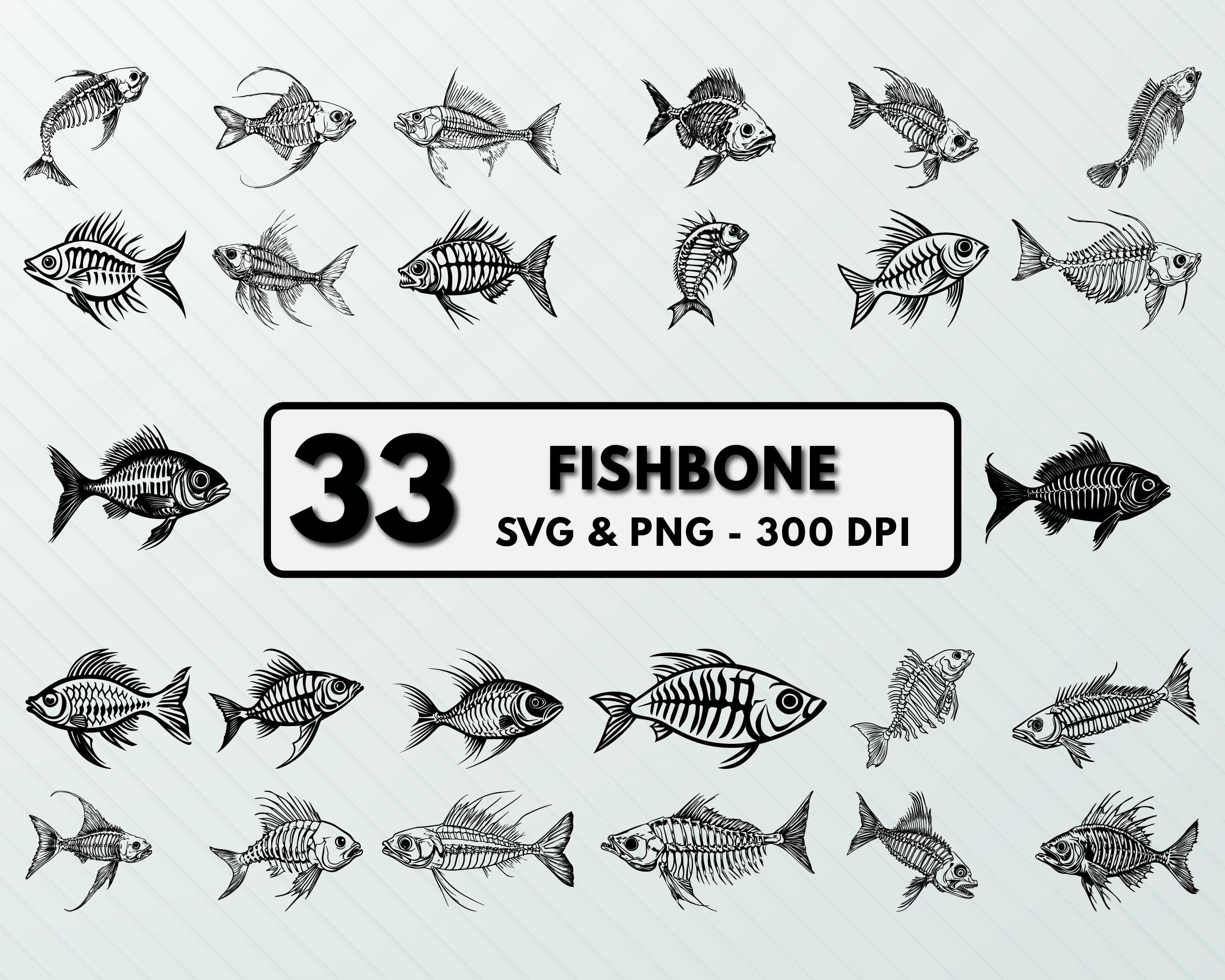 Fishbone Svg Png Bundle, Fishbone Silhouette, Fishbone Clipart, Fish ...