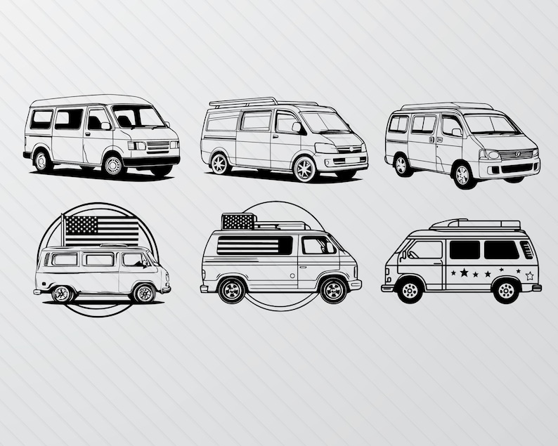 Minivan SVG PNG: Vector Clipart, Decal Cut File - Etsy