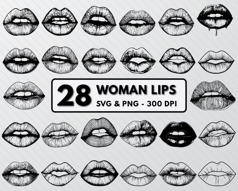 Woman Lips Svg Bundle, Cute Woman Lips Silhouette, Lips Design Svg Png ...