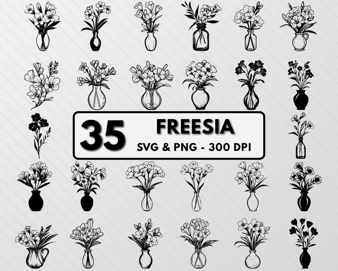 Freesia Svg Bundle, Freesia Silhouette Art, Freesia Cut Files, Freesia ...