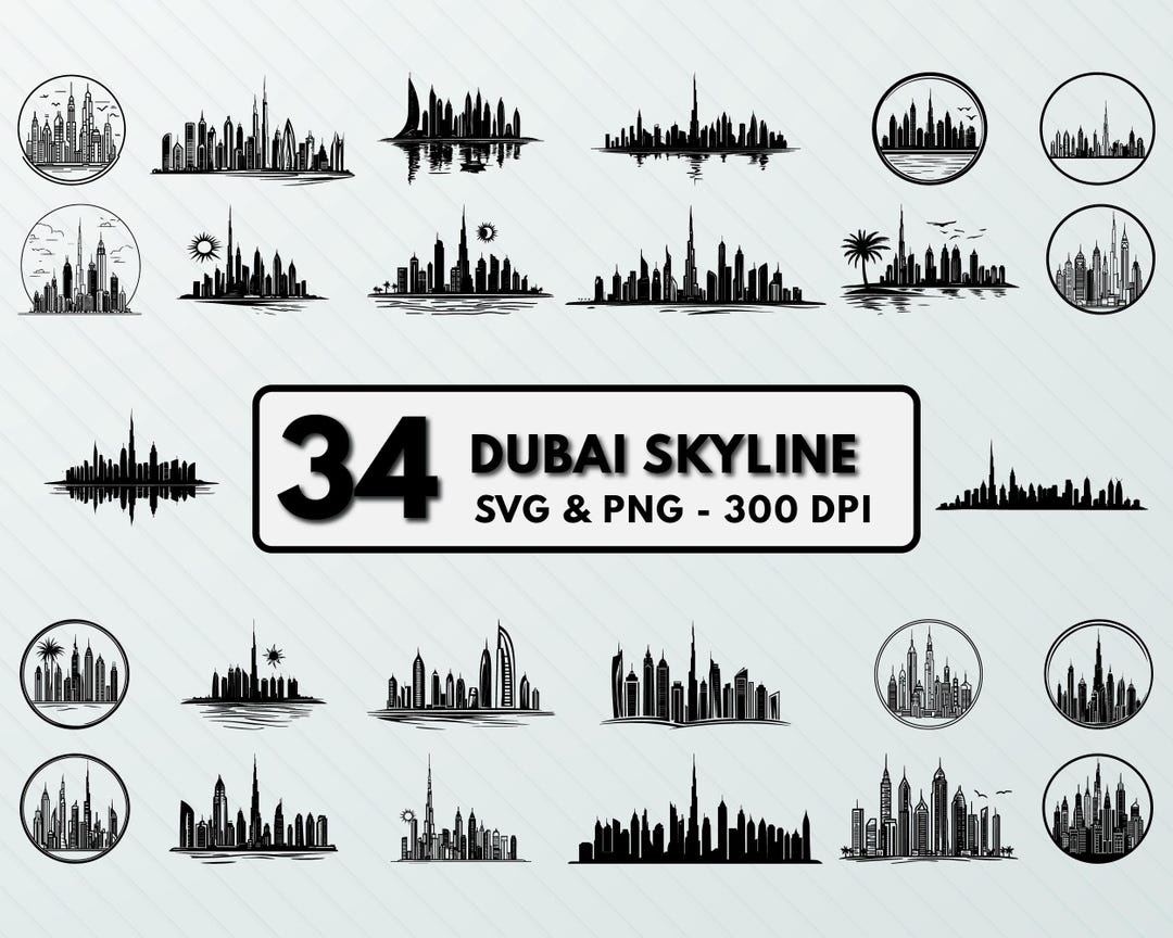 Dubai Skyline Png Svg, Dubai Skyline Clipart, Dubai Skyline Silhouette ...