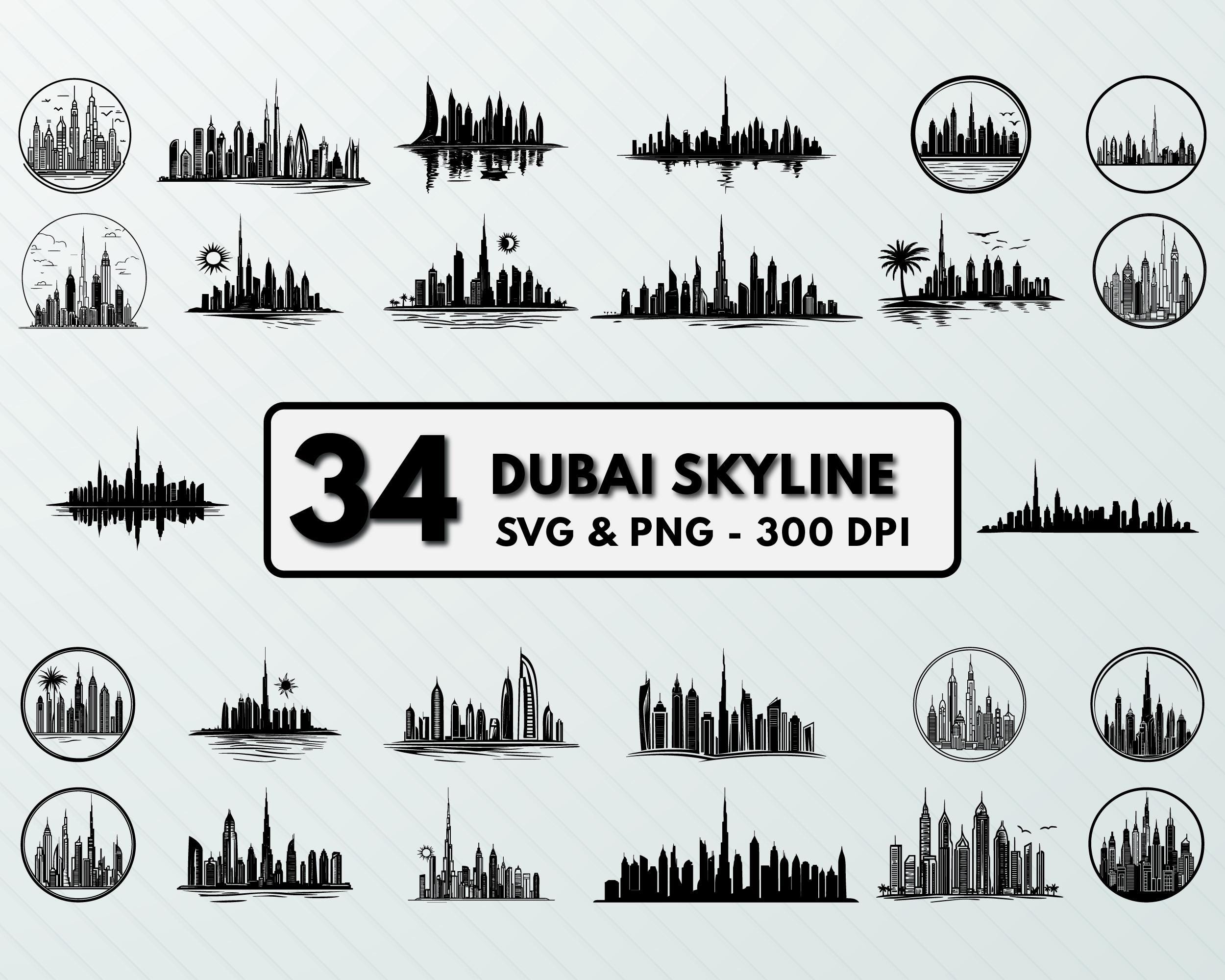 Dubai Skyline Png Svg, Dubai Skyline Clipart, Dubai Skyline Silhouette ...