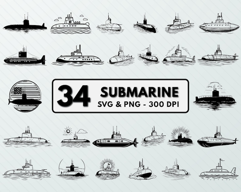 Submarine Svg, Submarine Png, Submarine Clipart, Silhouette, Decal ...