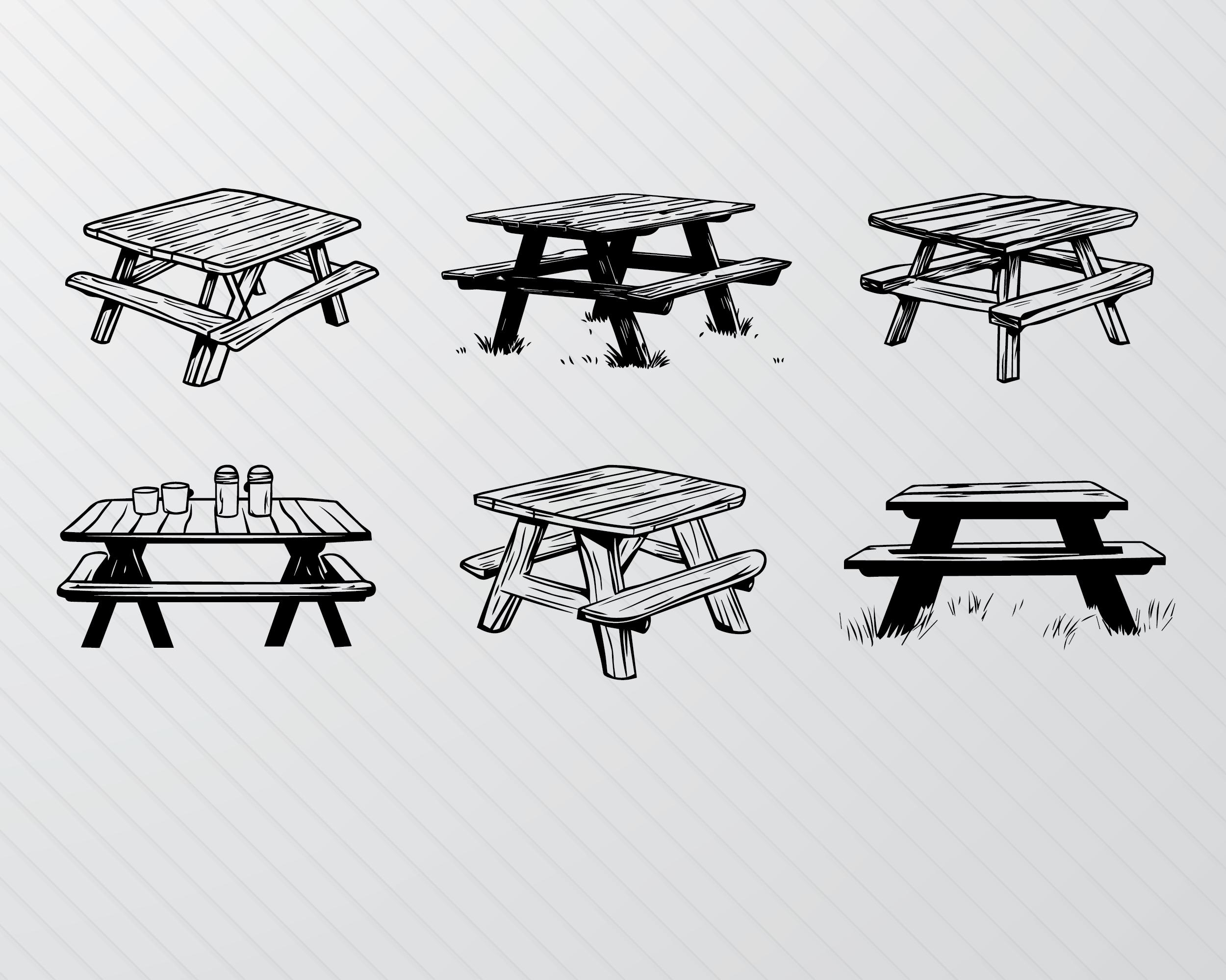 Picnic Table SVG PNG Clipart: Line Art Cut Files - Etsy