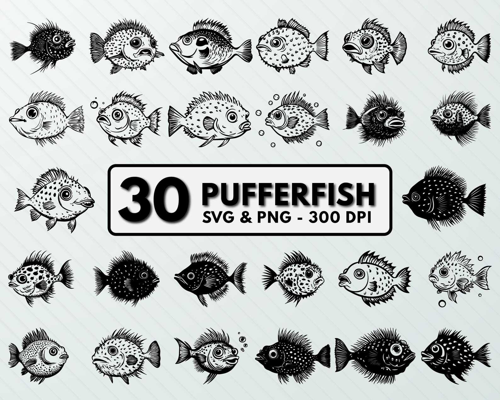 Pufferfish SVG PNG Bundle: Vector Clipart, Cricut Cut File - Etsy