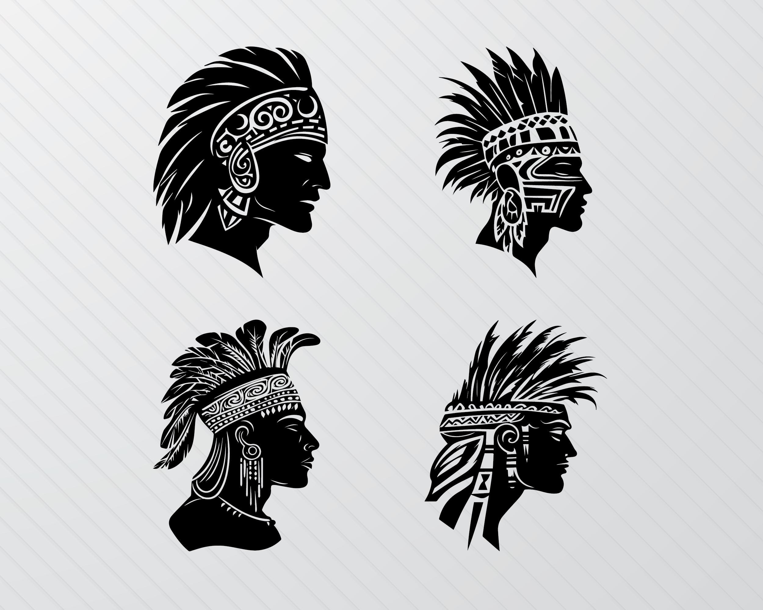 Taino Warrior Silhouette SVG Bundle: Tribal Queen Clipart (PNG, Vector ...