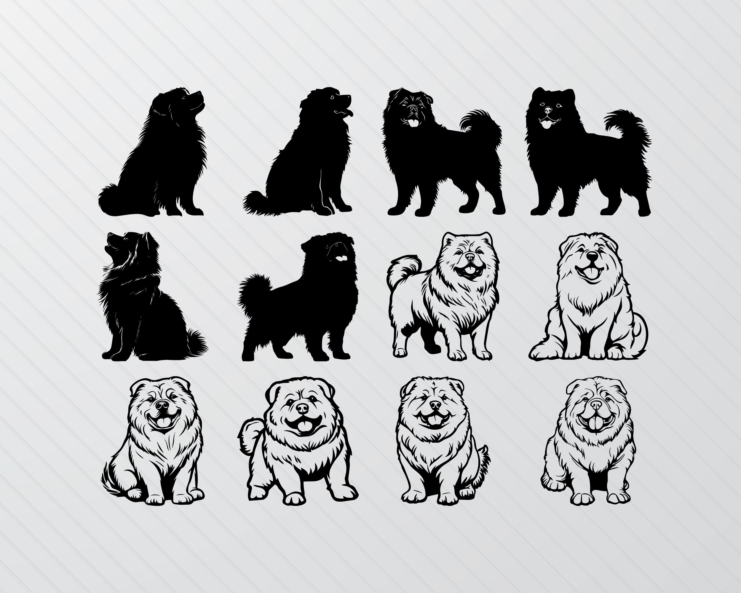 Chow Chow Dog Silhouette: SVG Clipart Bundle (PNG, 300 DPI) - Etsy