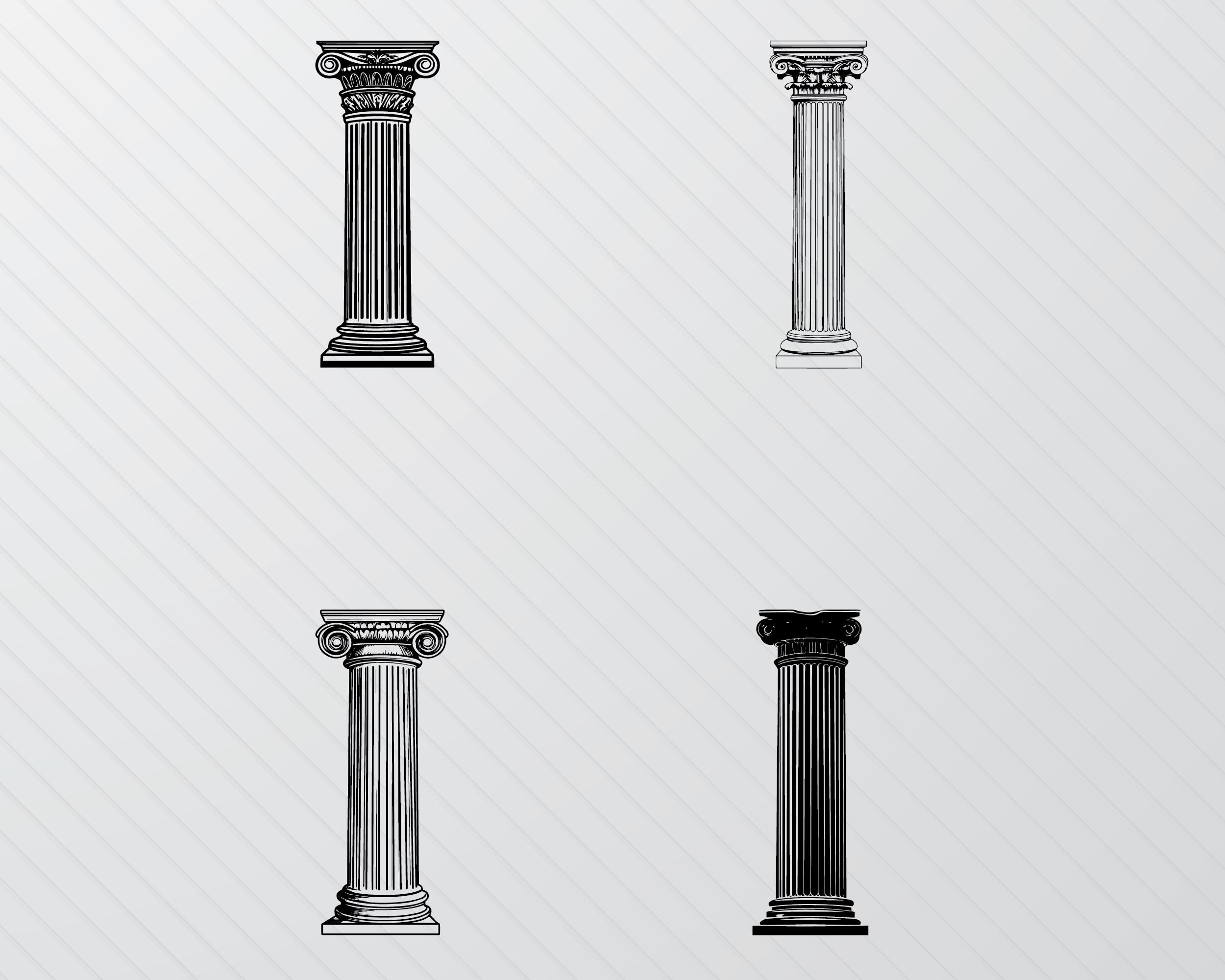 Ancient Column Svg Bundle, Ancient Column Silhouette, Ancient Column ...