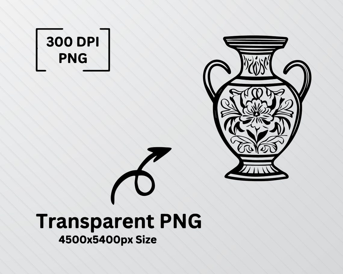 Vase SVG Bundle: Flower Pot Outline Clipart (PNG, Vector) - Etsy