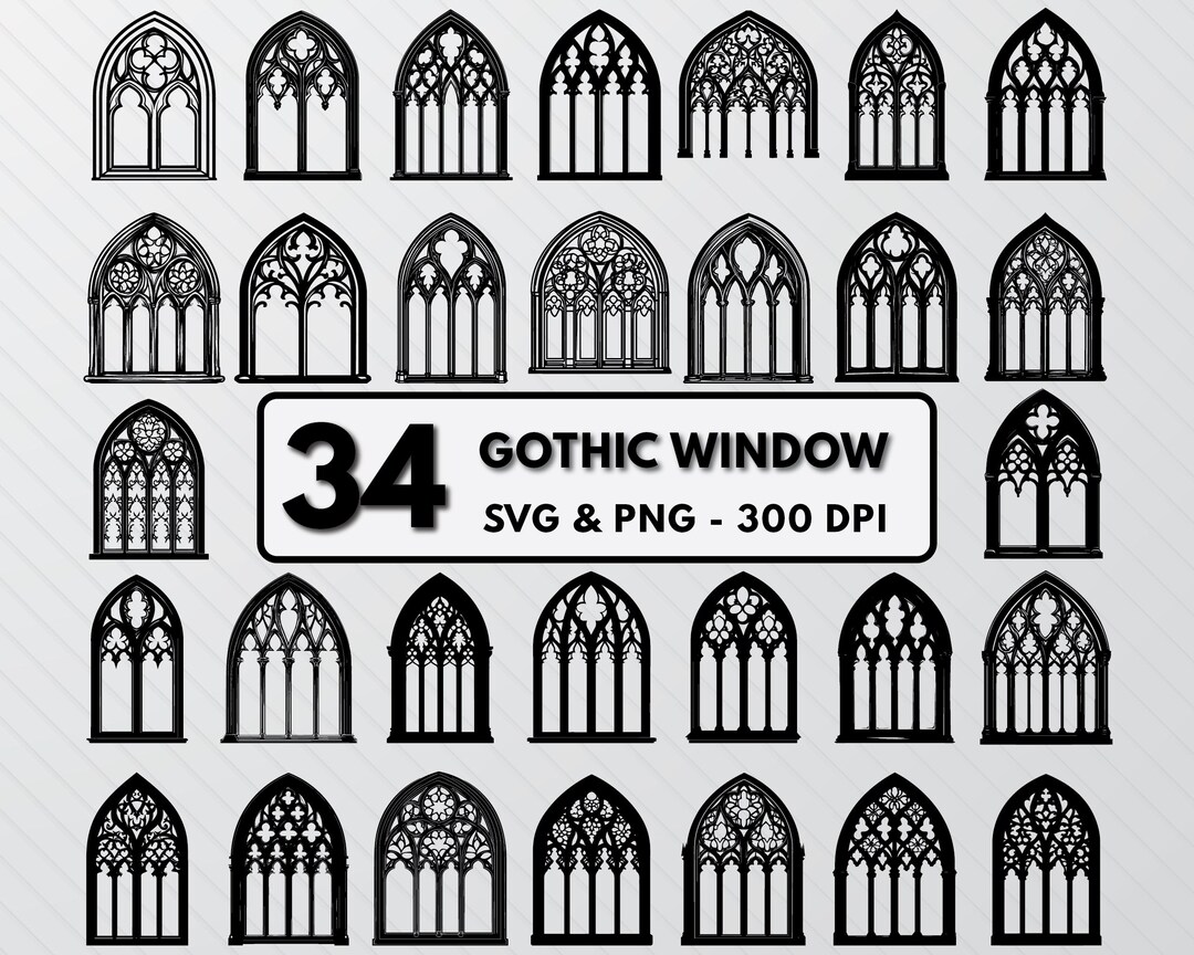 Gothic Window SVG Bundle: Silhouette Cut Files (PNG, Vector) - Etsy
