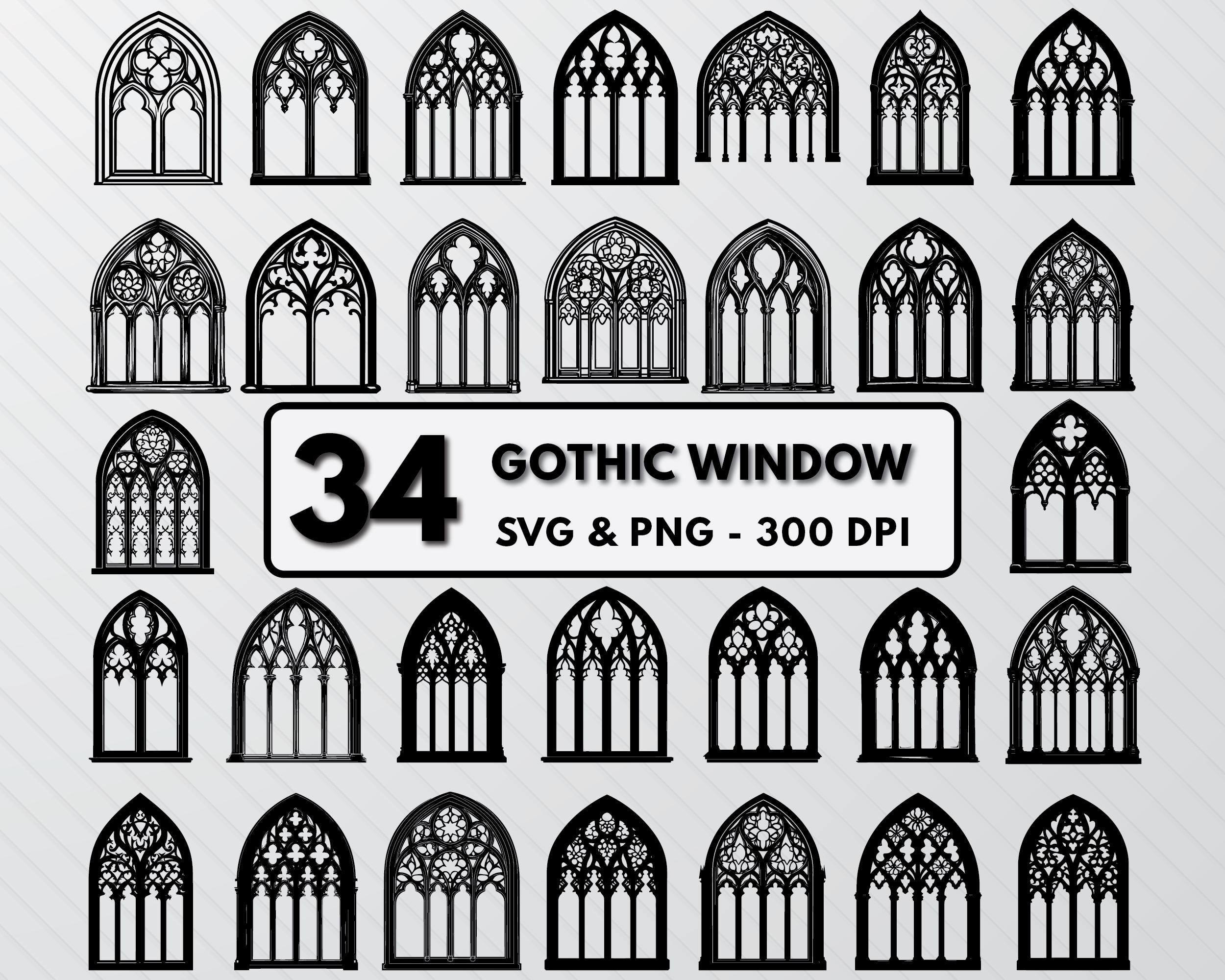Gothic Window Svg Bundle, Gothic Window Silhouette, Gothic Window Cut ...