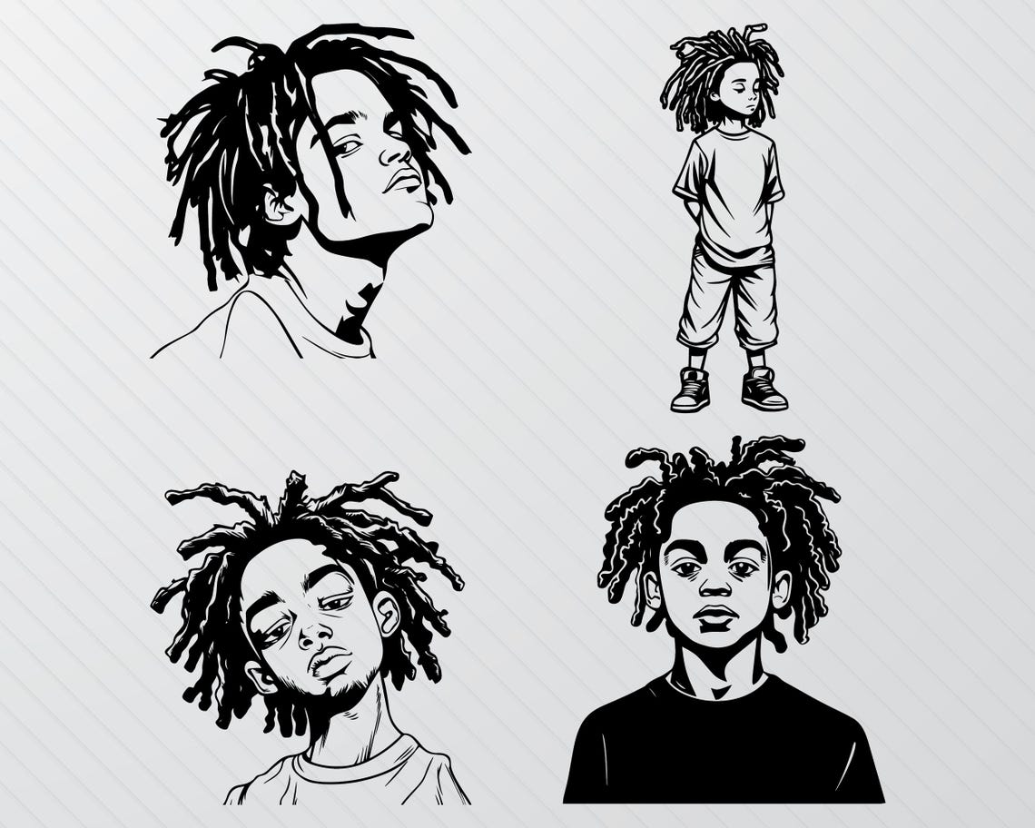 Dreadlocks Svg Bundle, Dreadlocks Silhouette Png, Boy With Dreadlocks ...