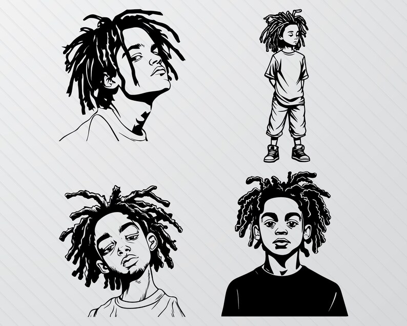 Dreadlocks Svg Bundle, Dreadlocks Silhouette Png, Boy With Dreadlocks ...