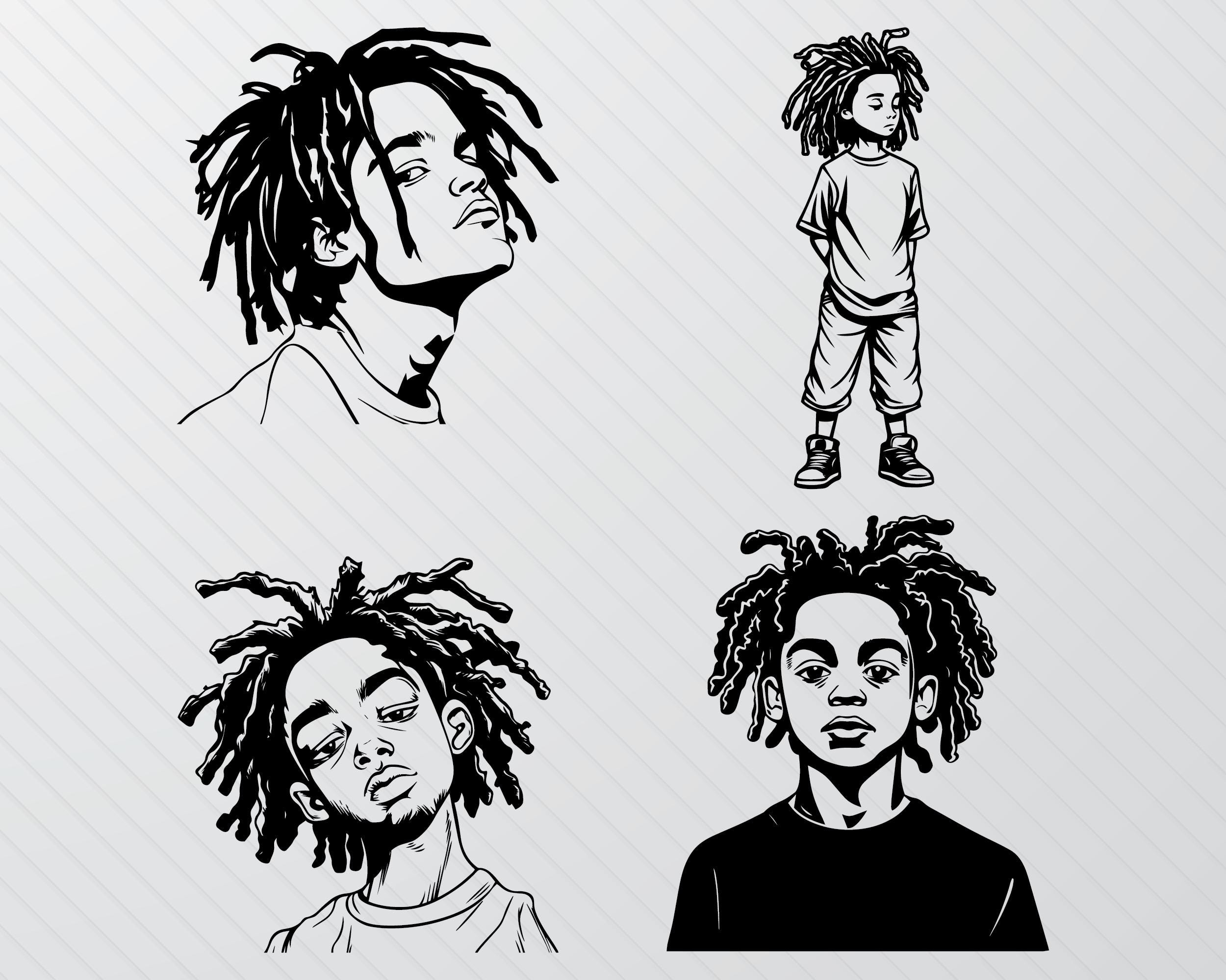 Dreadlocks Svg Bundle, Dreadlocks Silhouette Png, Boy With Dreadlocks ...