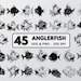 Anglerfish Svg Bundle, Anglerfish Silhouette Png, Anglerfish Vector Art ...