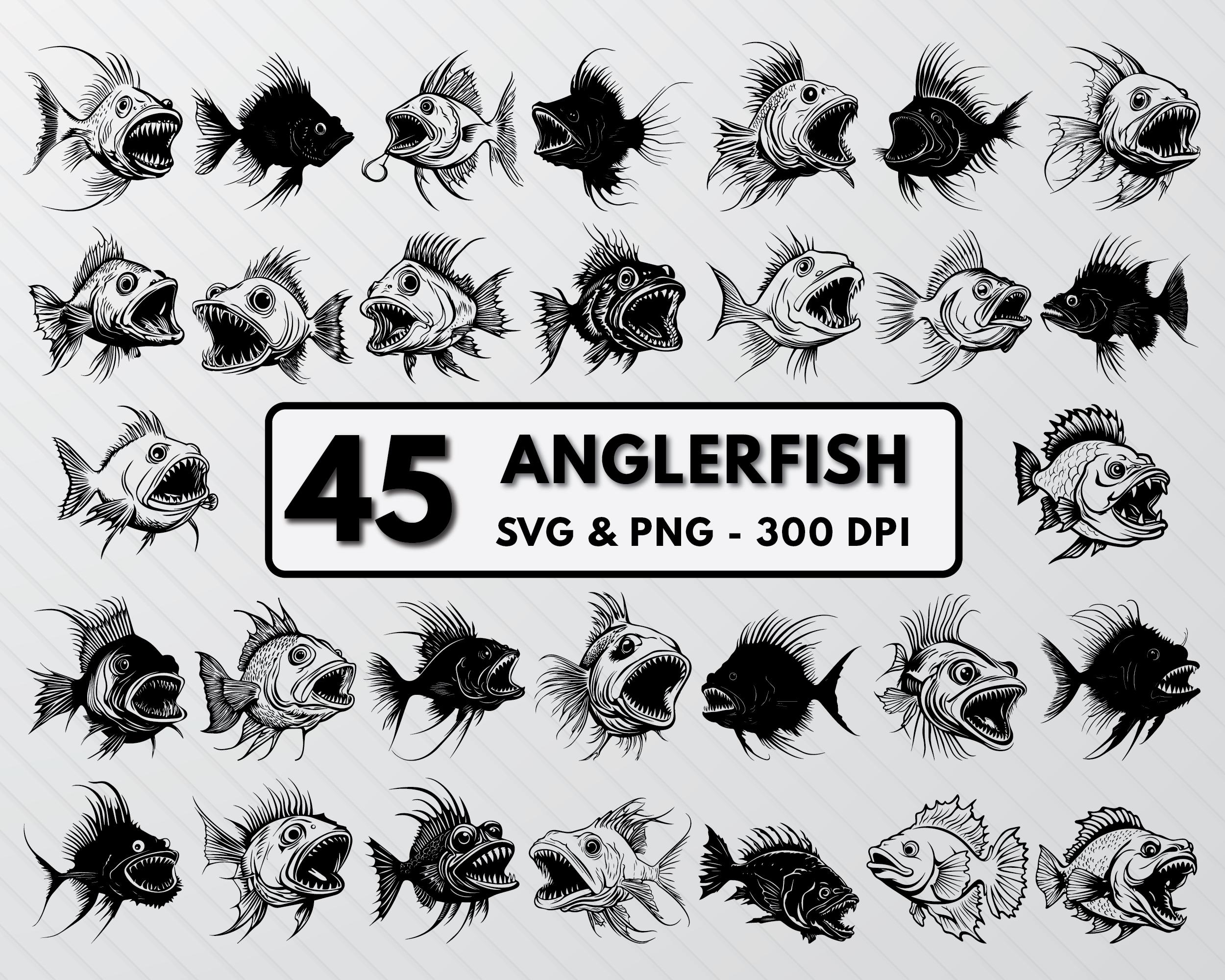 Anglerfish Svg Bundle, Anglerfish Silhouette Png, Anglerfish Vector Art ...