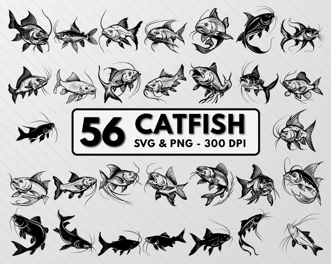 Catfish Silhouette Svg, Catfish Svg Bundle Cut Files, Catfish Clipart ...