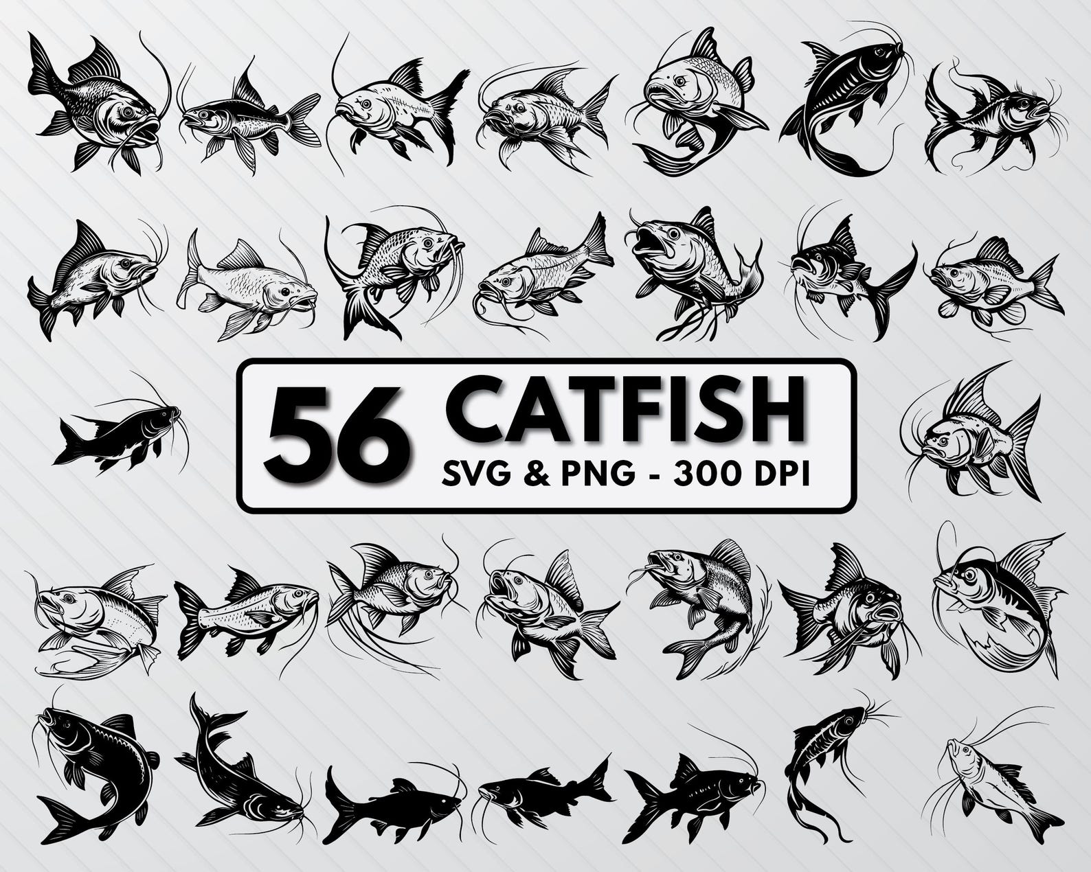 Catfish Silhouette Svg, Catfish Svg Bundle Cut Files, Catfish Clipart ...