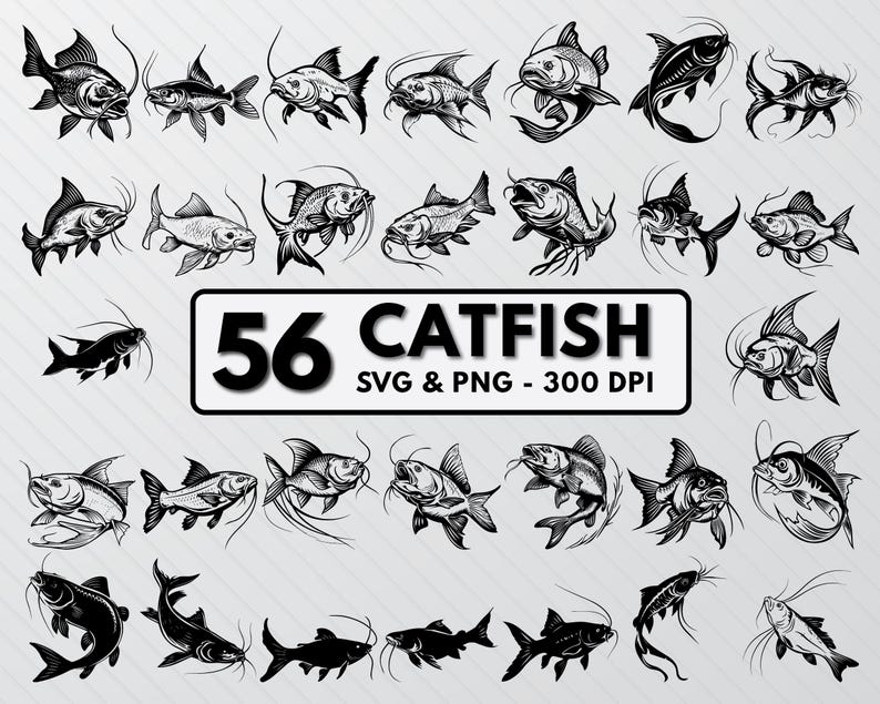 Catfish Silhouette Svg, Catfish Svg Bundle Cut Files, Catfish Clipart ...