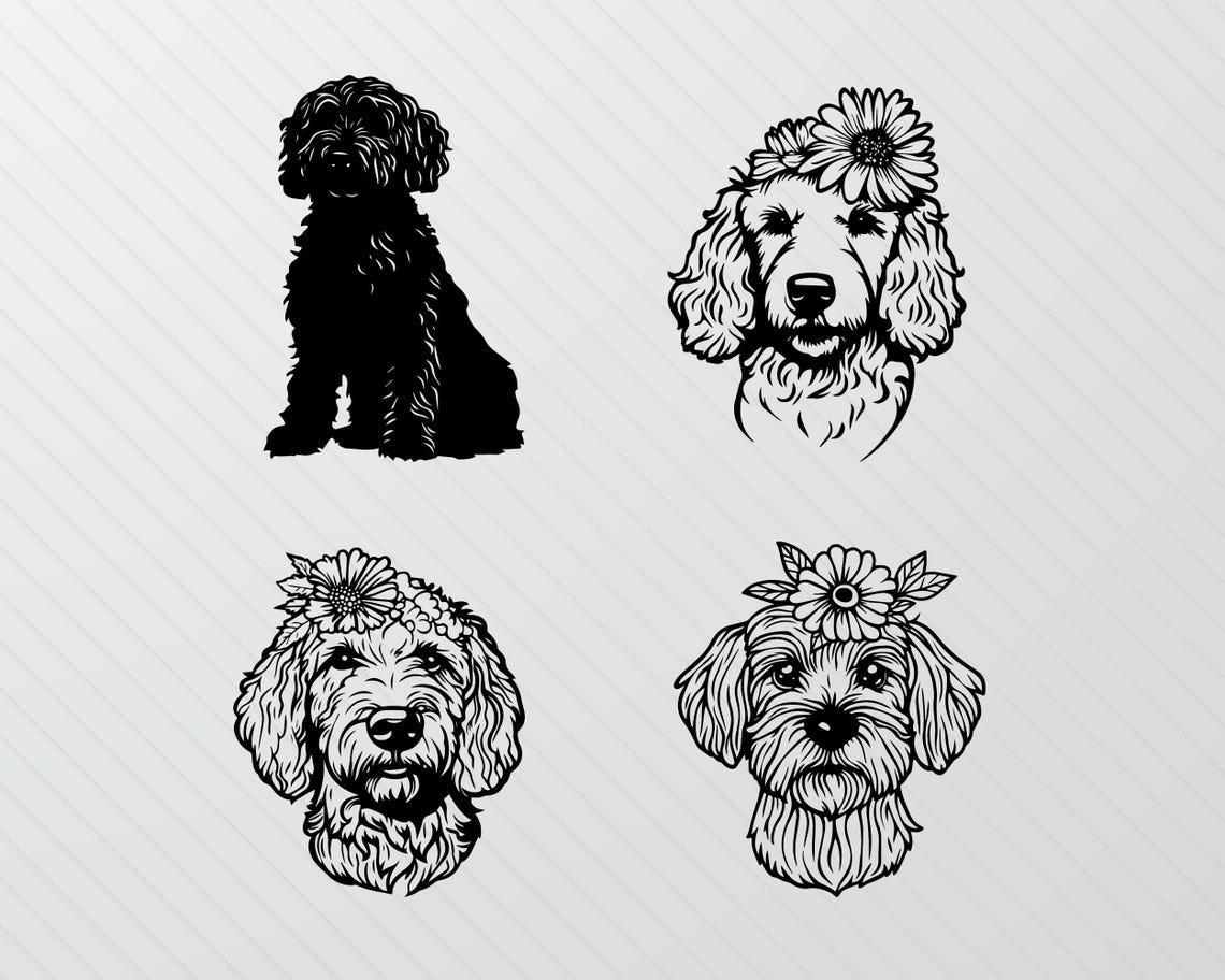 Whoodle Hund SVG, Whoodle Silhouette geschnitten Datei für Cricut ...