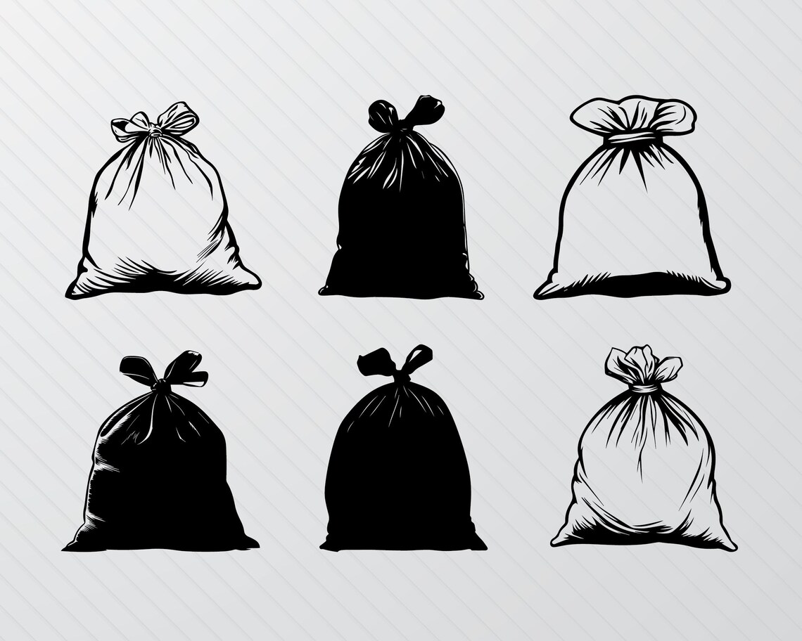 Sack Silhouette Vector Bundle: Bag Outline Clipart (SVG, PNG) - Etsy