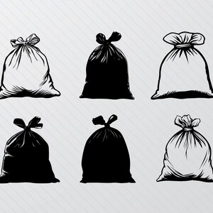 Sack Silhouette Vector Bundle: Bag Outline Clipart (SVG, PNG) - Etsy