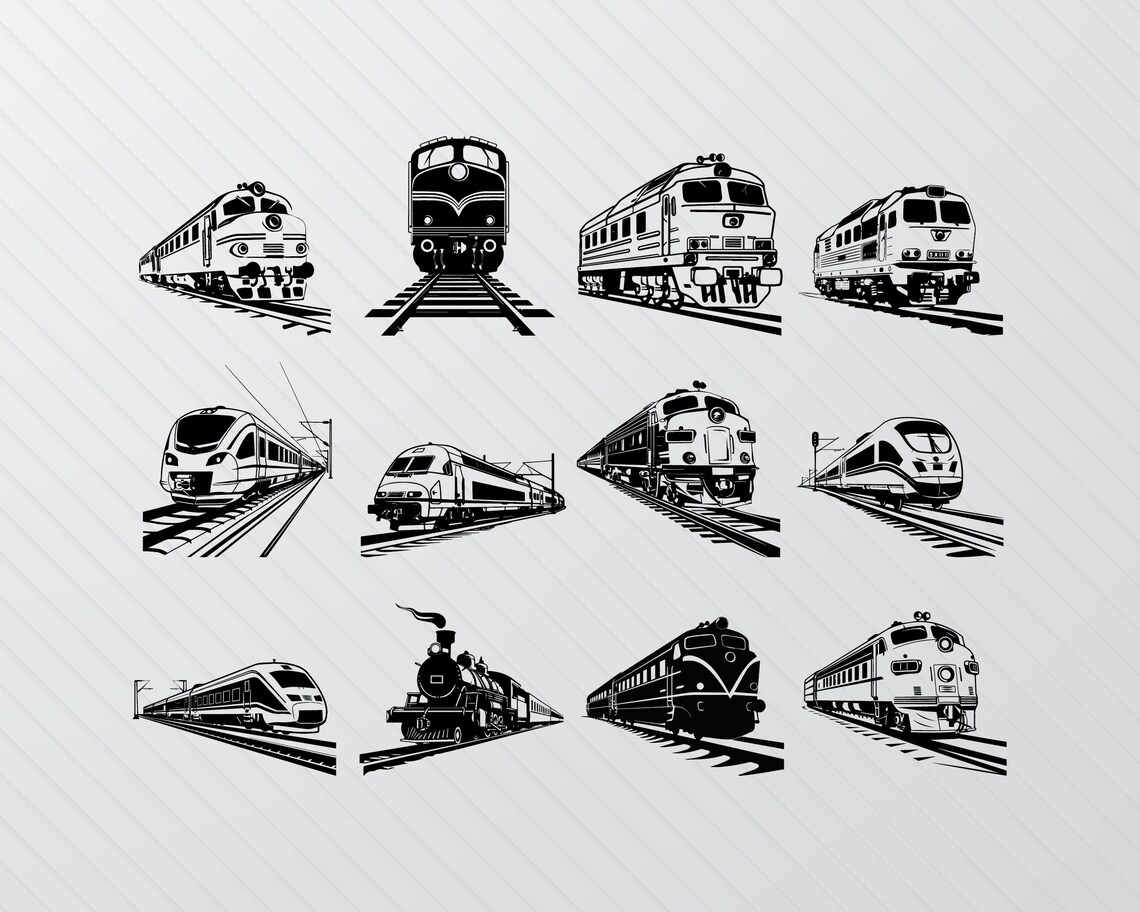 Train Svg Bundle, Train Silhouette Bundle, Train Clipart Png, Big Train ...