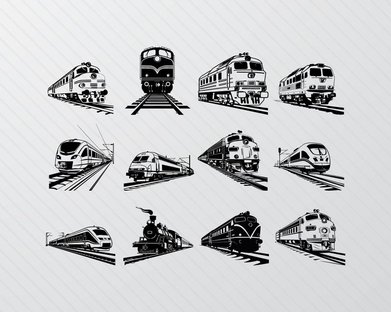 Train Svg Bundle, Train Silhouette Bundle, Train Clipart Png, Big Train ...