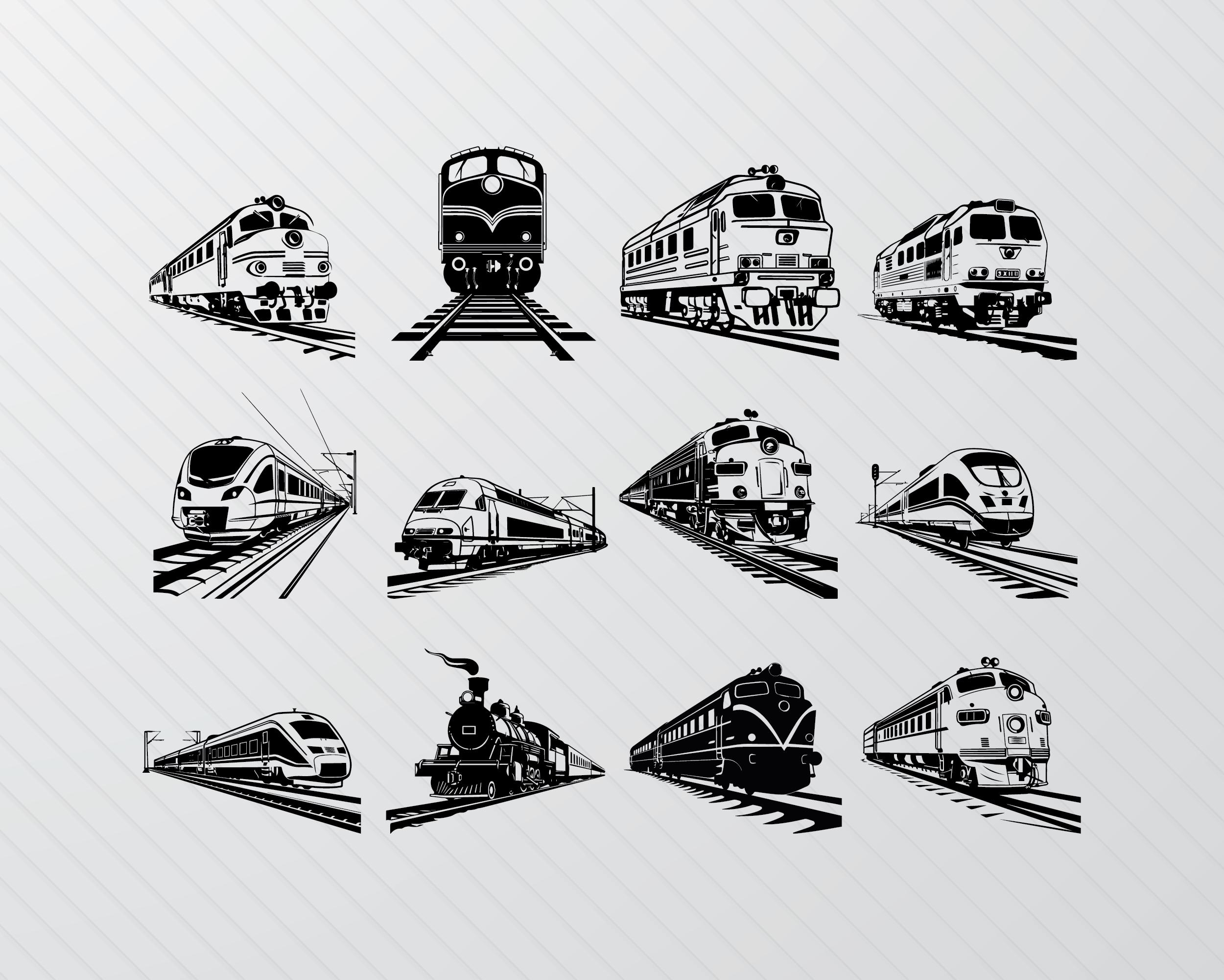 Train Svg Bundle, Train Silhouette Bundle, Train Clipart Png, Big Train ...