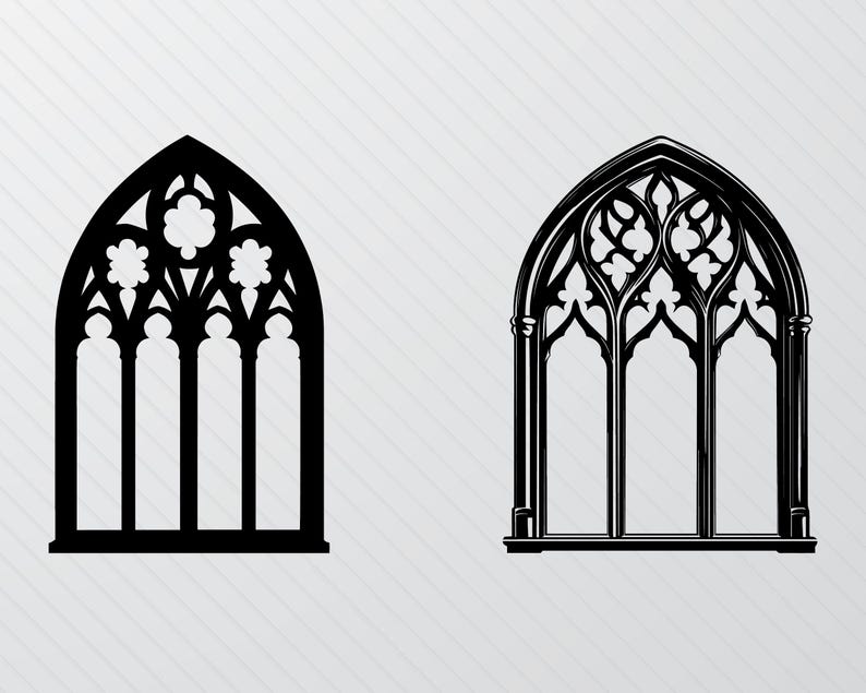 Gothic Window Svg Bundle, Gothic Window Silhouette, Gothic Window Cut ...