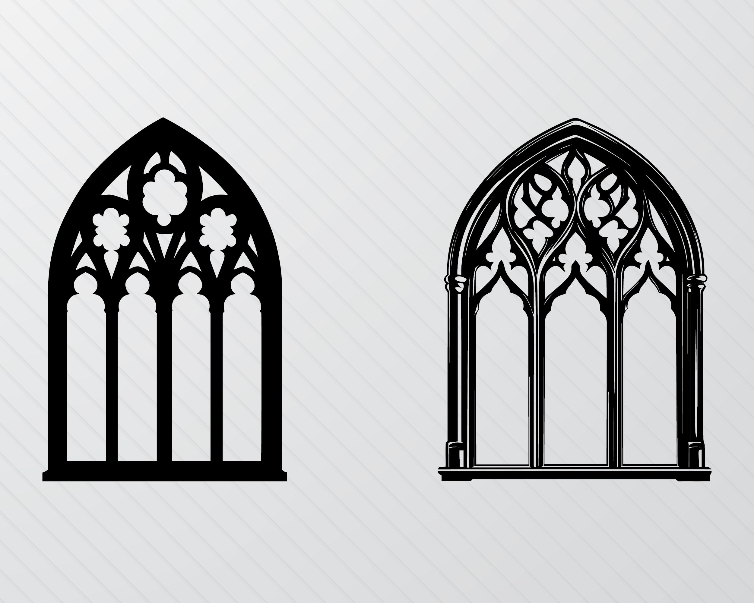Gothic Window Svg Bundle, Gothic Window Silhouette, Gothic Window Cut ...