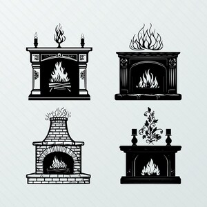 Fireplace Clipart: SVG, PNG, Vector Silhouette Cut Files - Etsy