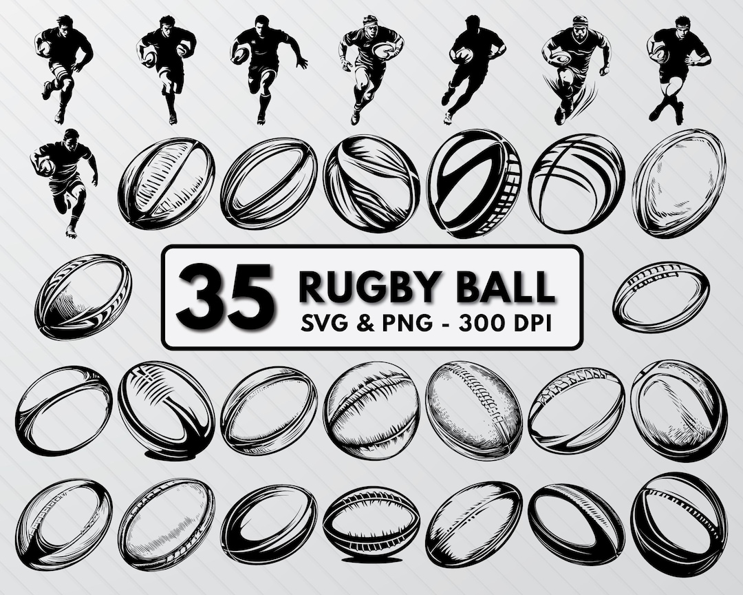 Rugby Ball SVG Bundle: Clipart, Decal, Vector Art (PNG) - Etsy