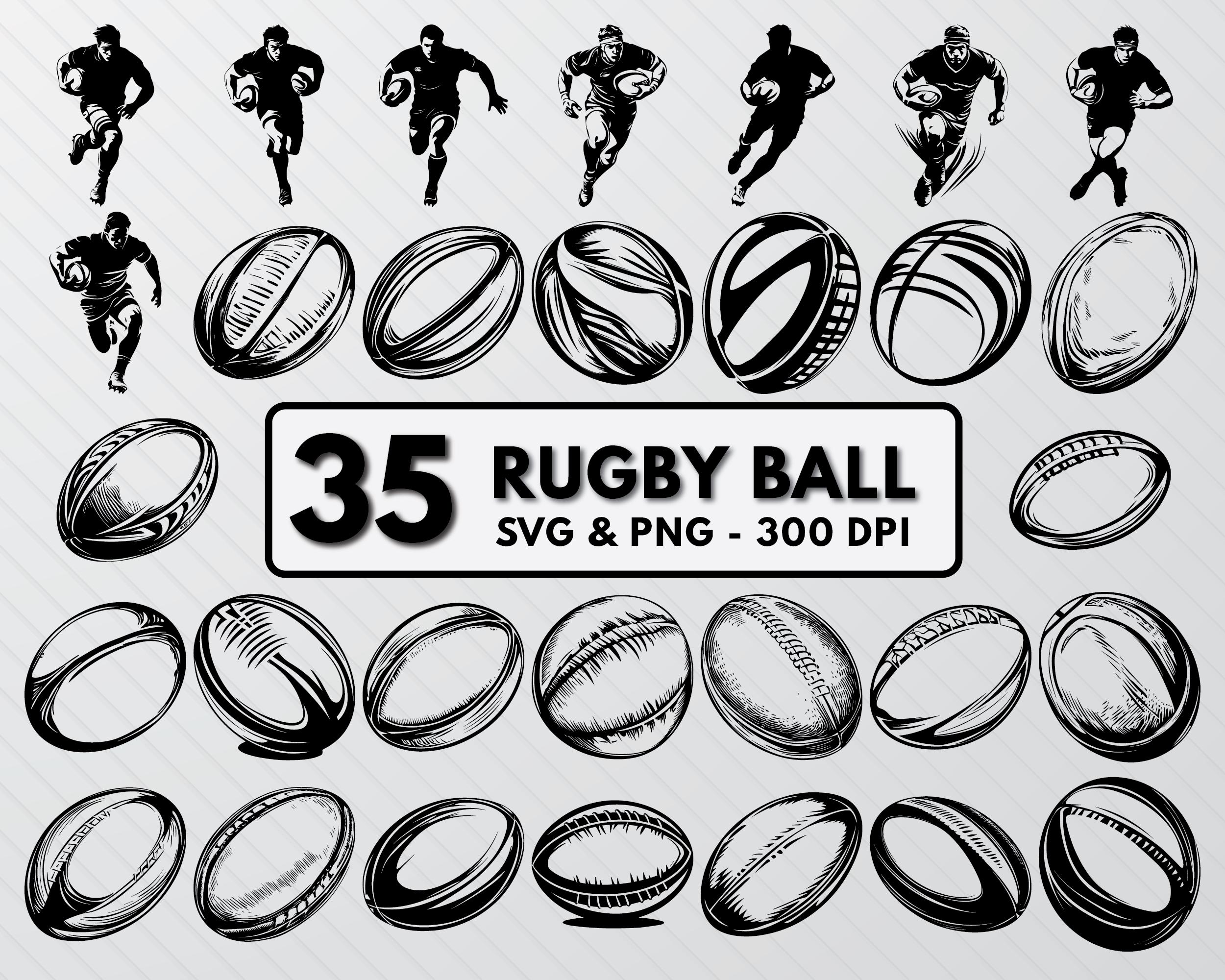 Rugby Ball SVG Bundle: Clipart, Decal, Vector Art (PNG) - Etsy