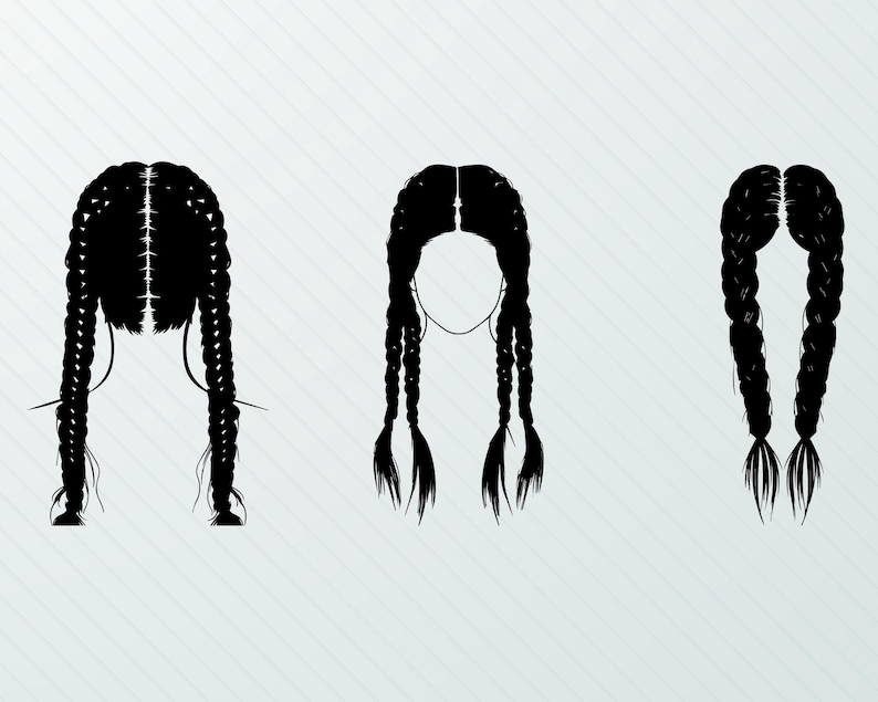 Braids SVG & PNG Clipart: Hair Braid Designs (300 DPI) - Etsy