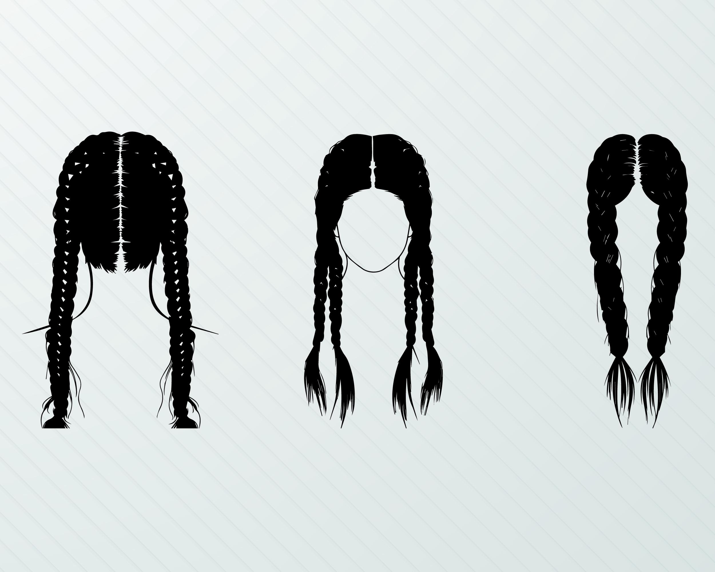 Braids SVG & PNG Clipart: Hair Braid Designs (300 DPI) - Etsy