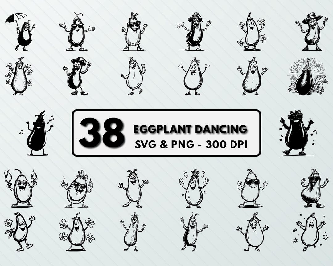 Eggplant Dancing Svg Png, Eggplant Dancing Clipart, Eggplant Dancing ...