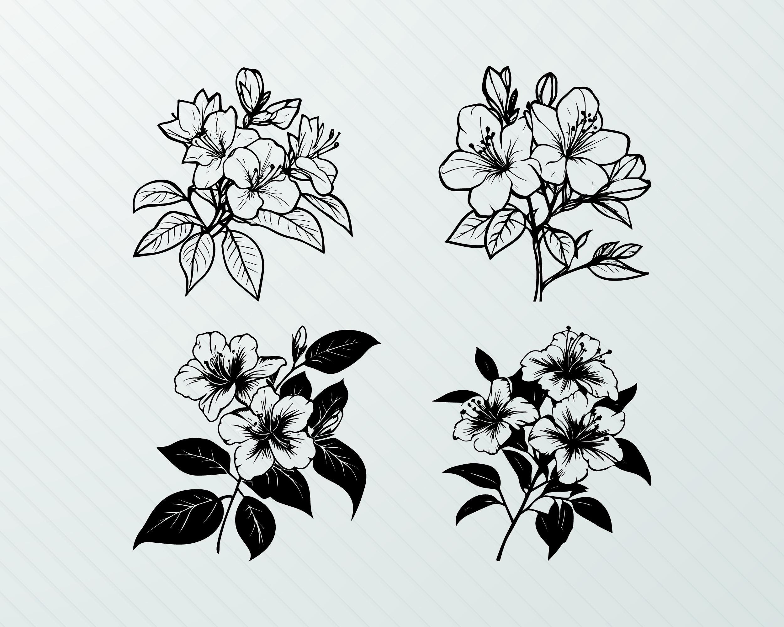 Azalea Svg Png Bundle, Azalea Silhouette, Azalea Clipart, Azalea Vector ...