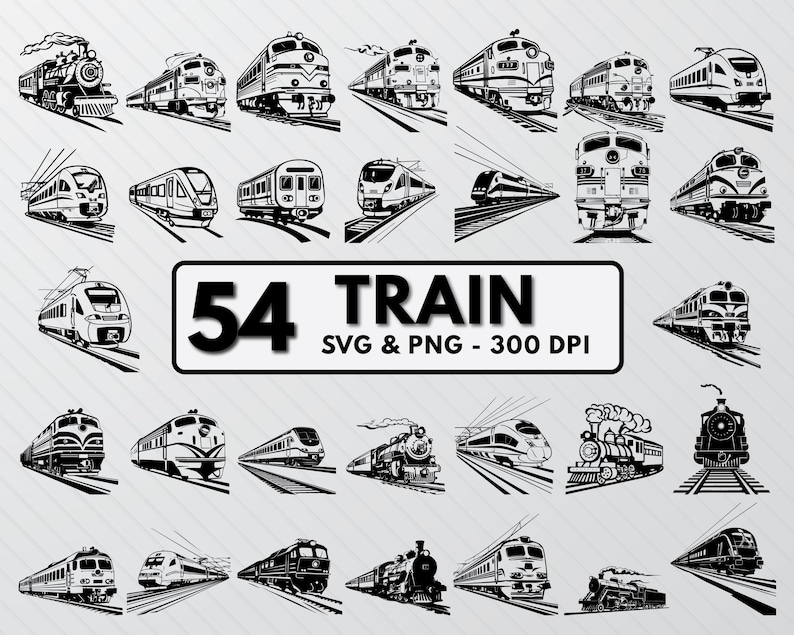Train Svg Bundle, Train Silhouette Bundle, Train Clipart Png, Big Train ...
