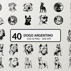 Dogo Argentino SVG Bundle: Dog Breed Clipart, Decal Outline (PNG ...