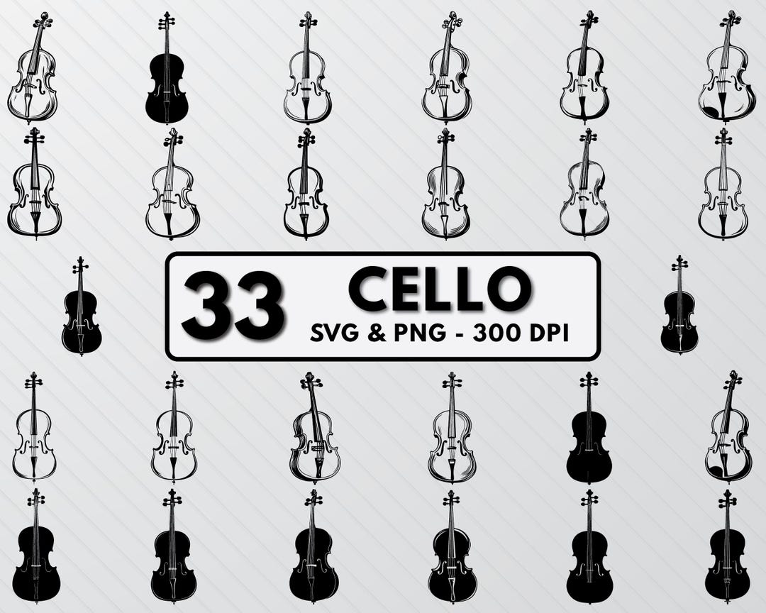 Cello Svg Bundle, Cello Silhouette Cut File, Cello Vector Art Png ...